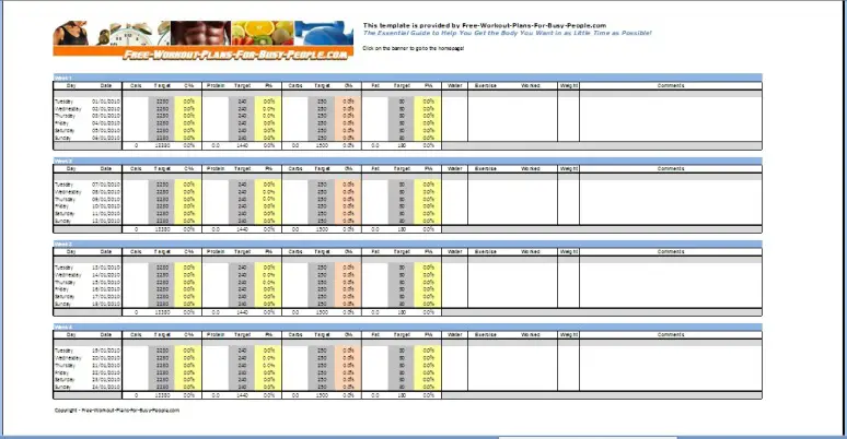 Blank Shmank CALORIE COUNTER SPREADSHEET FREE DOWNLOAD
